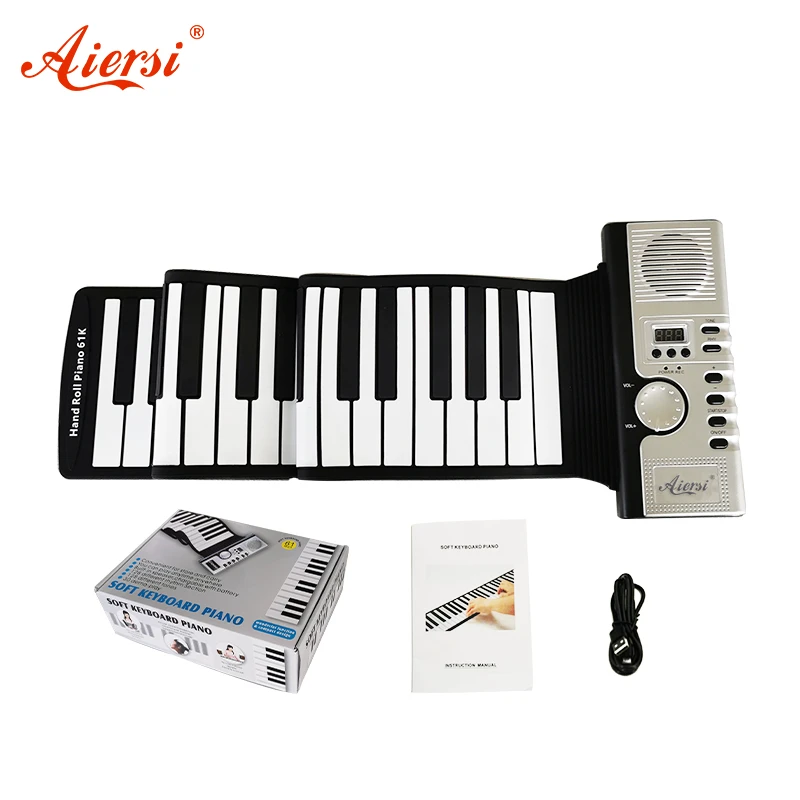 Aiersi Portable Silicone Soft 49 61 88 Keys Roll Up MIDI Flexible Digital Piano Electronic ...