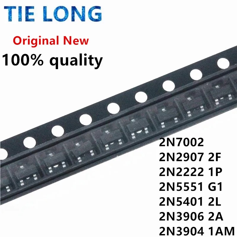 100PCS 2N7002LT1G 2N7002 SOT SOT-23 SMD 702 MMBT2907A 2F 2N2222 1P 2N3904 1AM 2N3906 2A 2N5551 ...