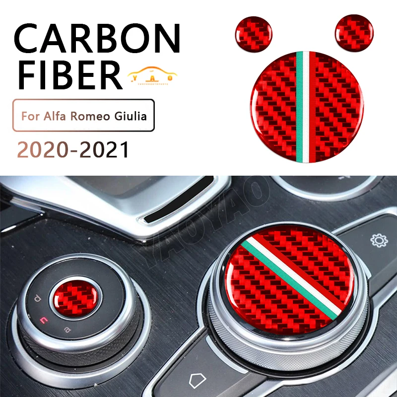 Carbon-Fiber-Central-Control-Knob-Decoration-Cover-Trim-Sticker-for ...