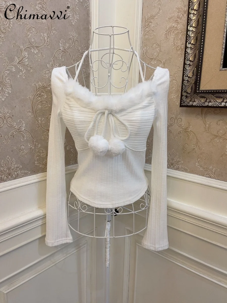 New-Japanese-Solid-Color-Girl-Faux-Rabbit-Fur-Ball-Bandage-Slim-Fit ...
