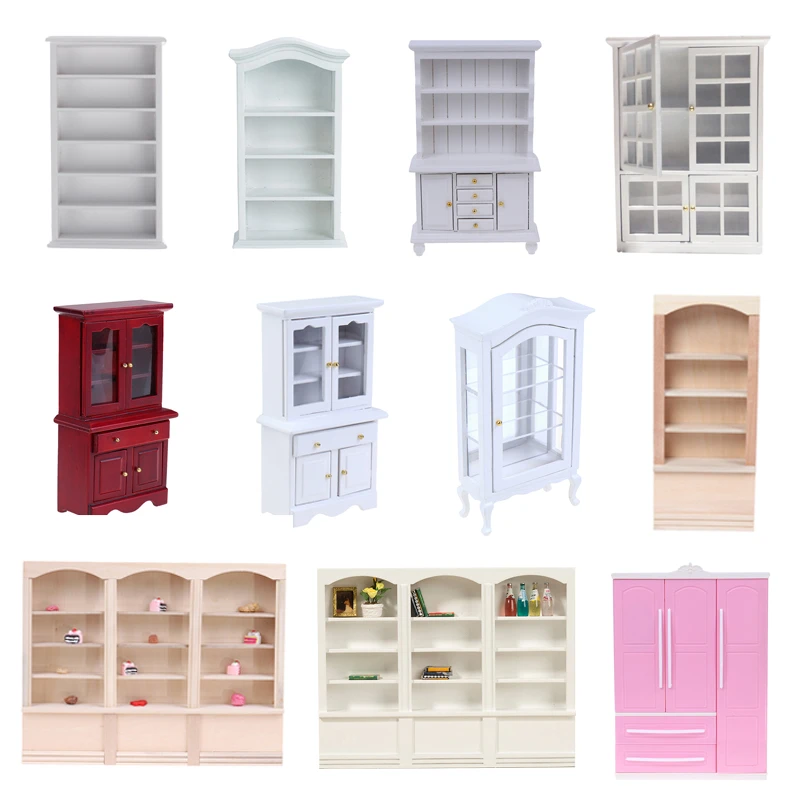 1Pcs 1/12 Dollhouse Miniature furniture Bookcase Display Shelf Modern ...