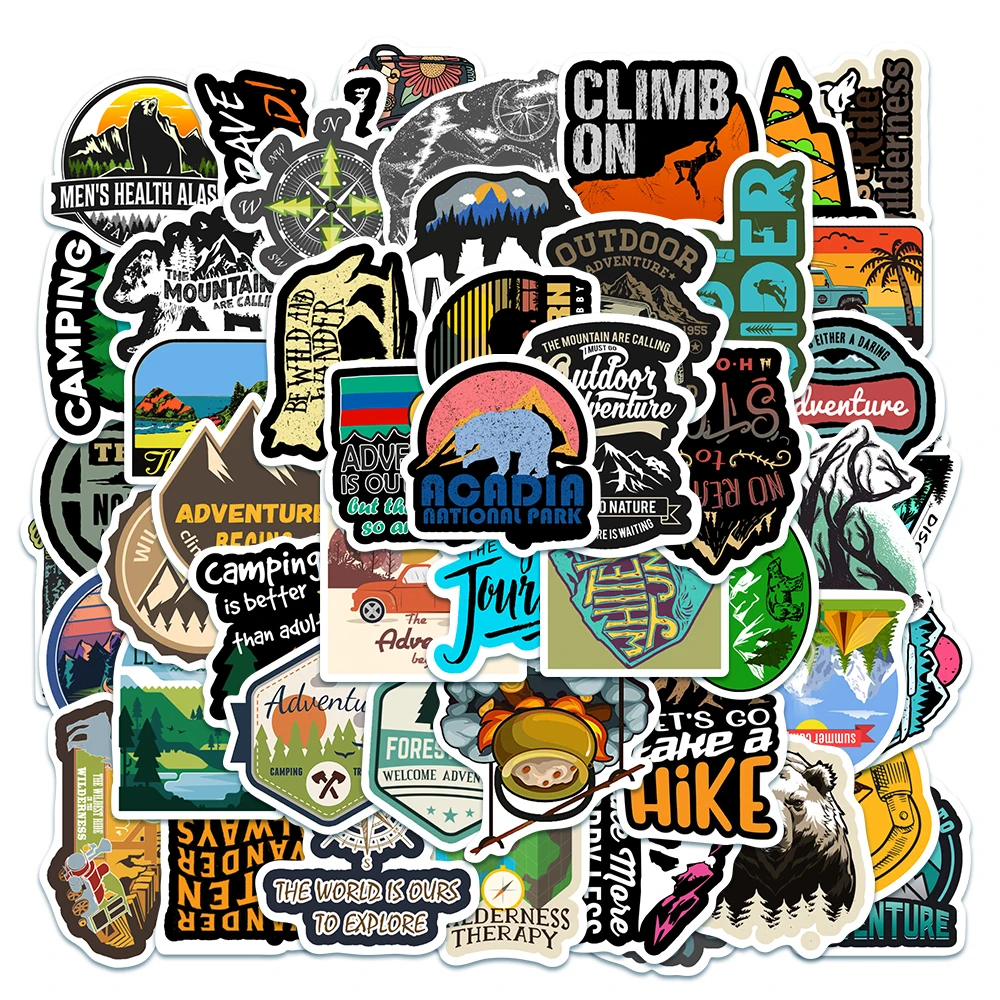 10-50Pcs-Camping-Travel-Outside-Stickers-Decor-For-Gift-DIY-Skateboard ...
