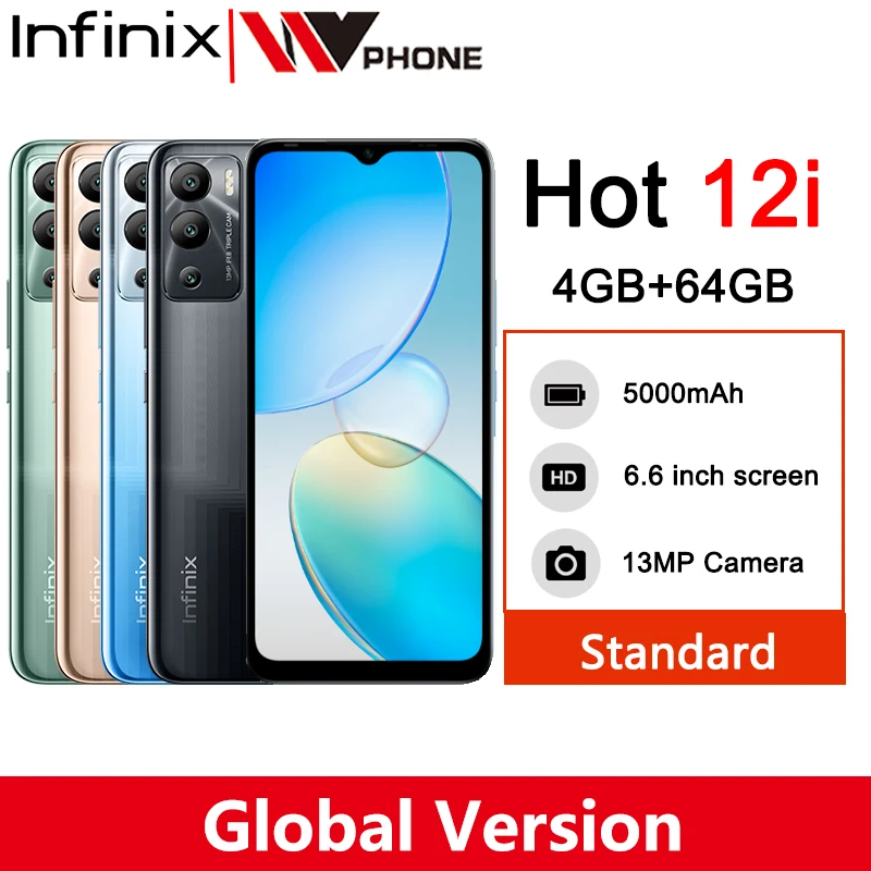 Infinix Hot 12i 4GB 64GB Smartphone 5000mAh Bateria 6.6 ''HD + Super ...