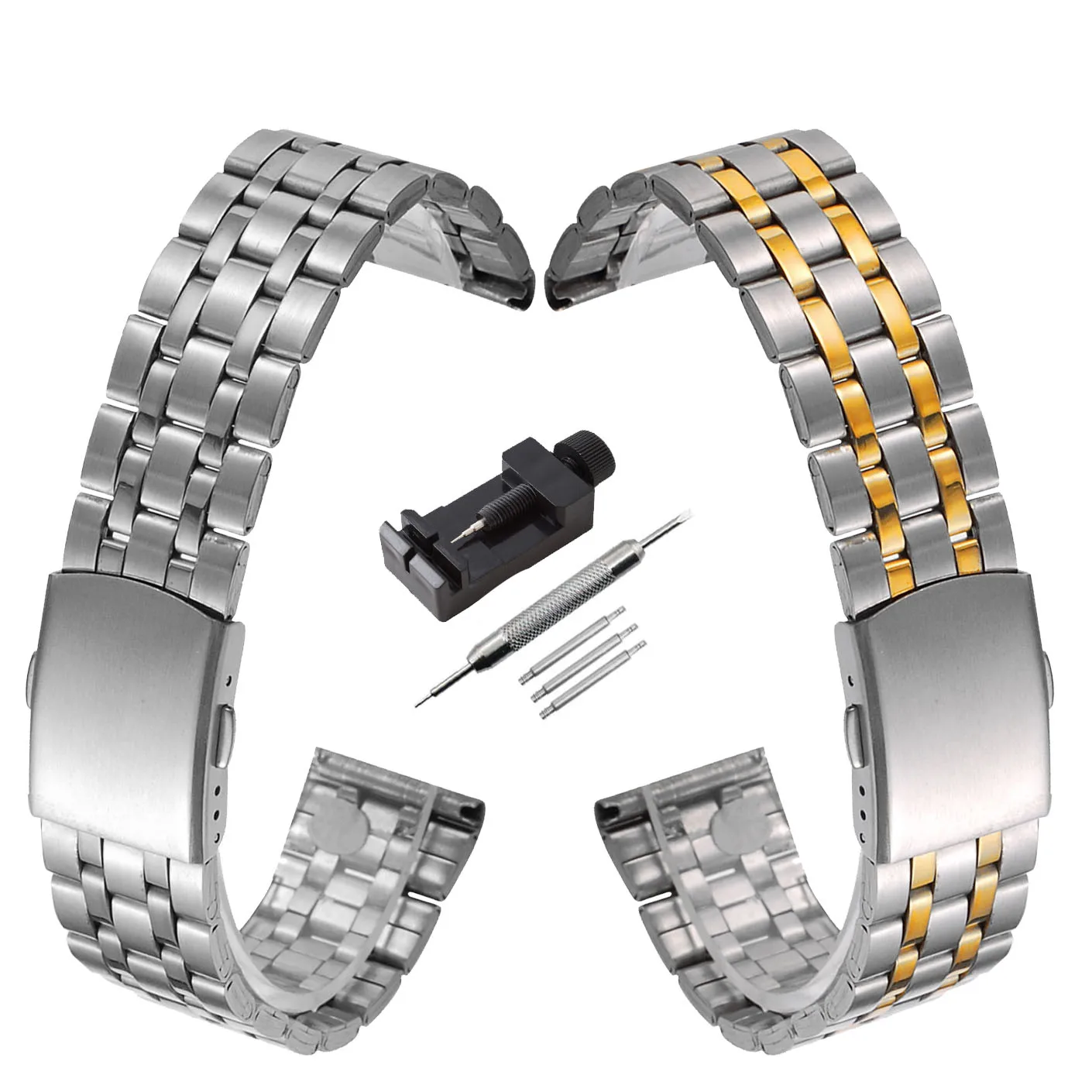 Steel Watch Band Universal Strap Folding Safety Buckle for Women ...