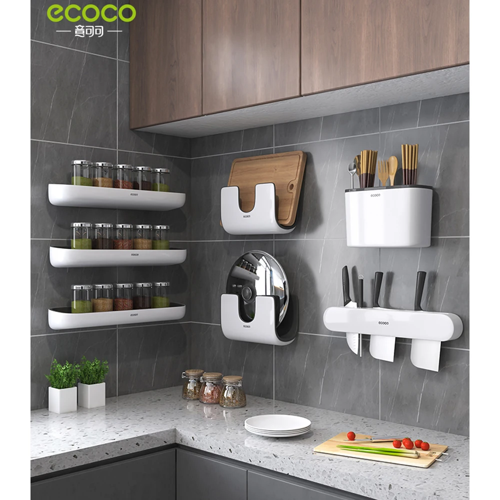 ECOCO-Wall-Mounted-Kitchen-Shelf-Complete-Knife-Rack-Multi-functional ...