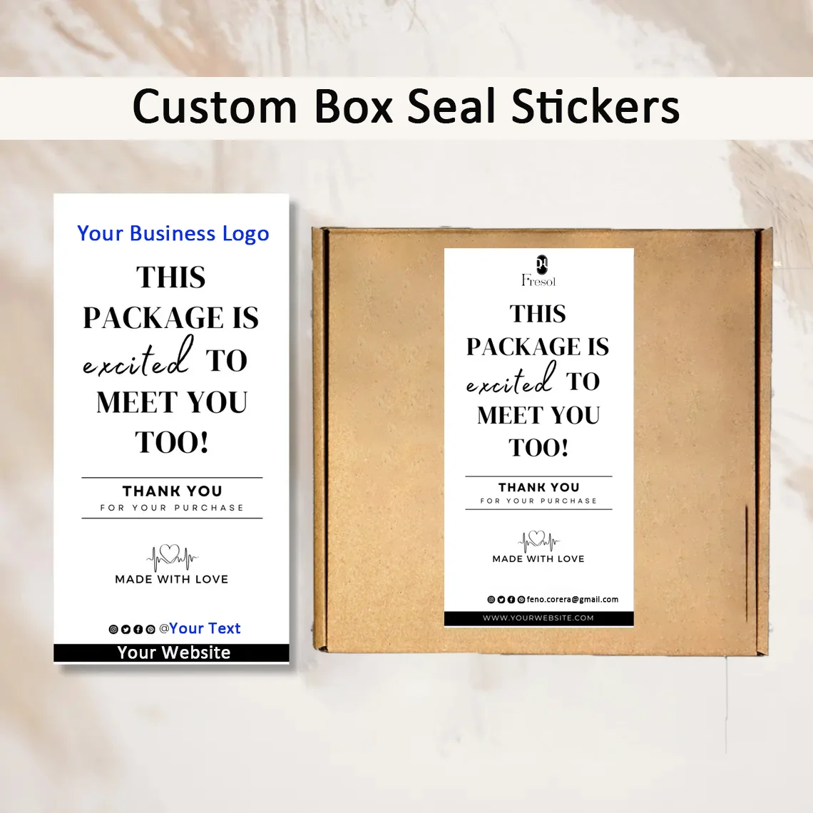 Custom Adhesive Stickers Labels, Printed Personalised Box Seal Stickers ...