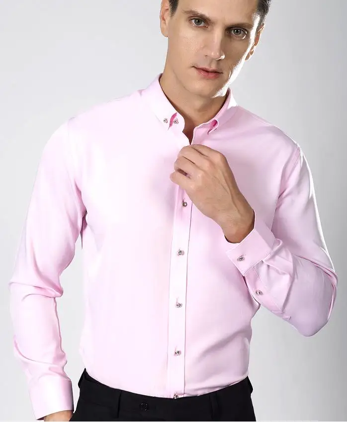 5XL-Square-Neck-Drill-Button-Silky-Men-Dress-Shirts-Long-Sleeve-White ...