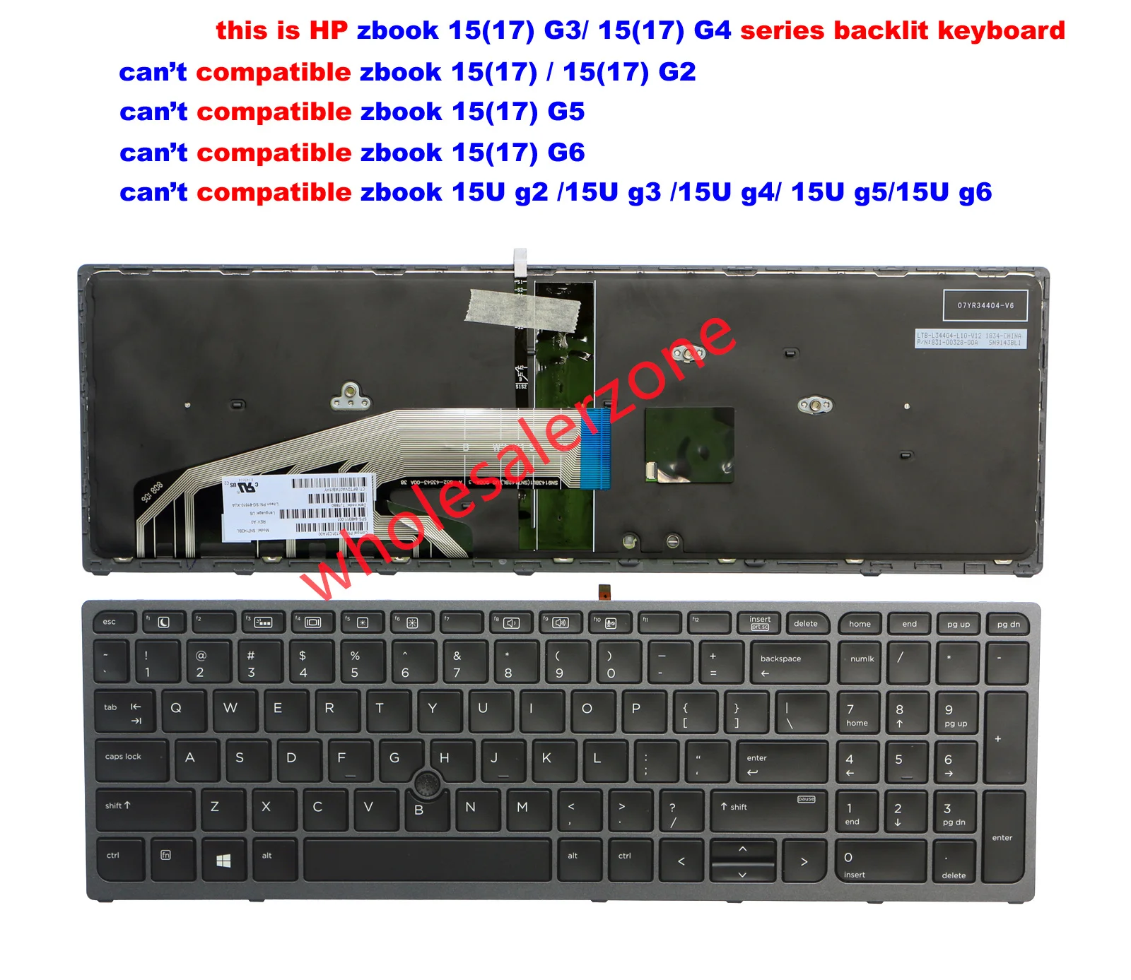 New backlit Keyboard for HP Zbook 15 G3,Zbook 15 G4,Zbook 17 G3,Zbook ...
