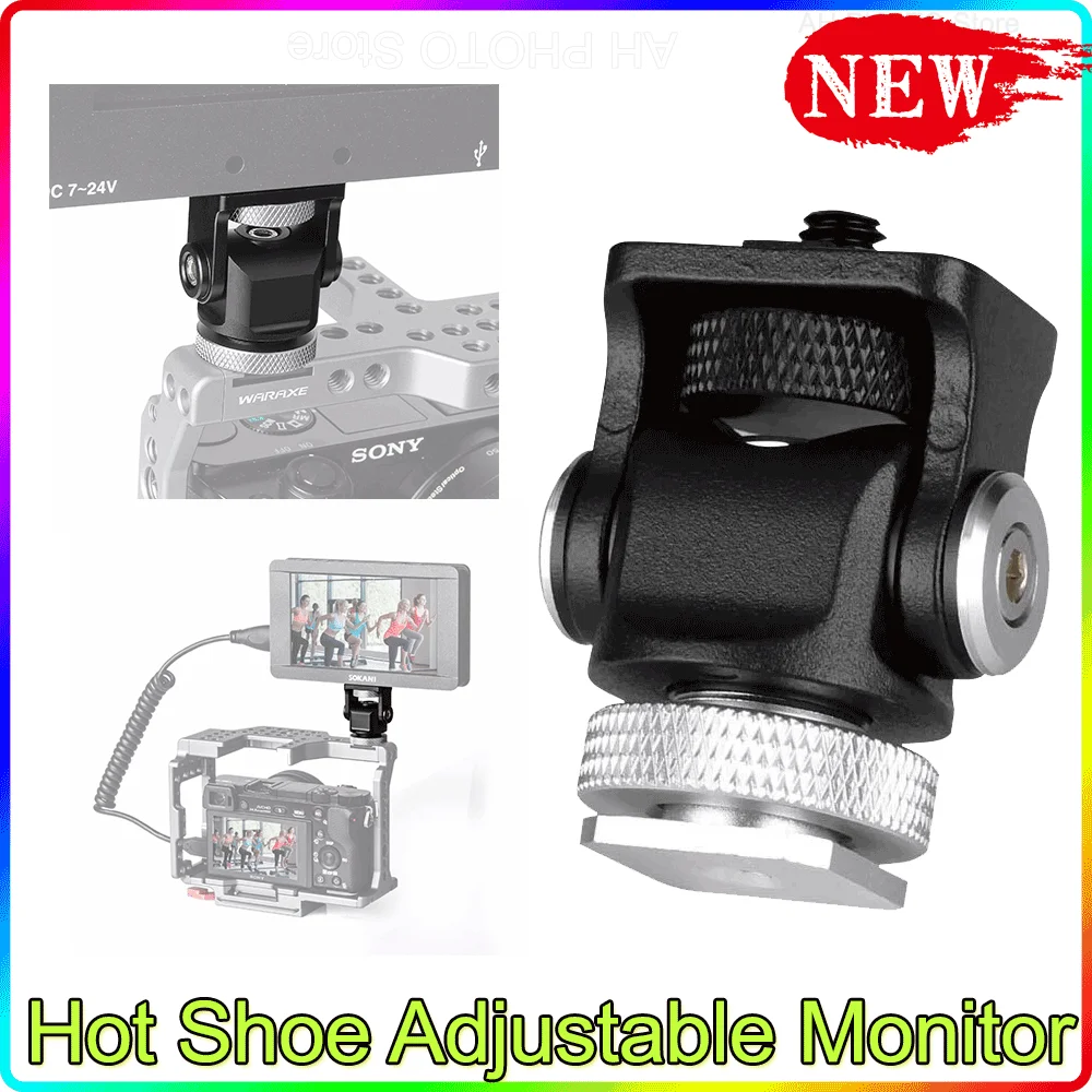 Hot-Shoe-Adjustable-Monitor-Holder-Mount-Camera-Pan-360-Degree-Tilt-180 ...
