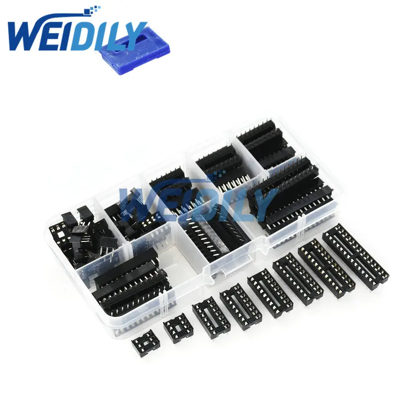 66PCS DIP IC Sockets Adaptor Solder Type Socket Kit 6,8,14,16,18,20,24 ...