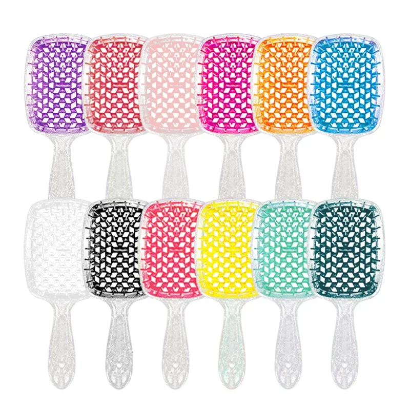 Transparent-flash-silver-hollow-massage-comb-dry-and-wet-quick-drying ...