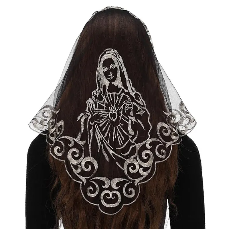 Velo-de-Iglesia-Cat-lica-para-mujer-cubierta-de-cabeza-bordada-velo-de ...