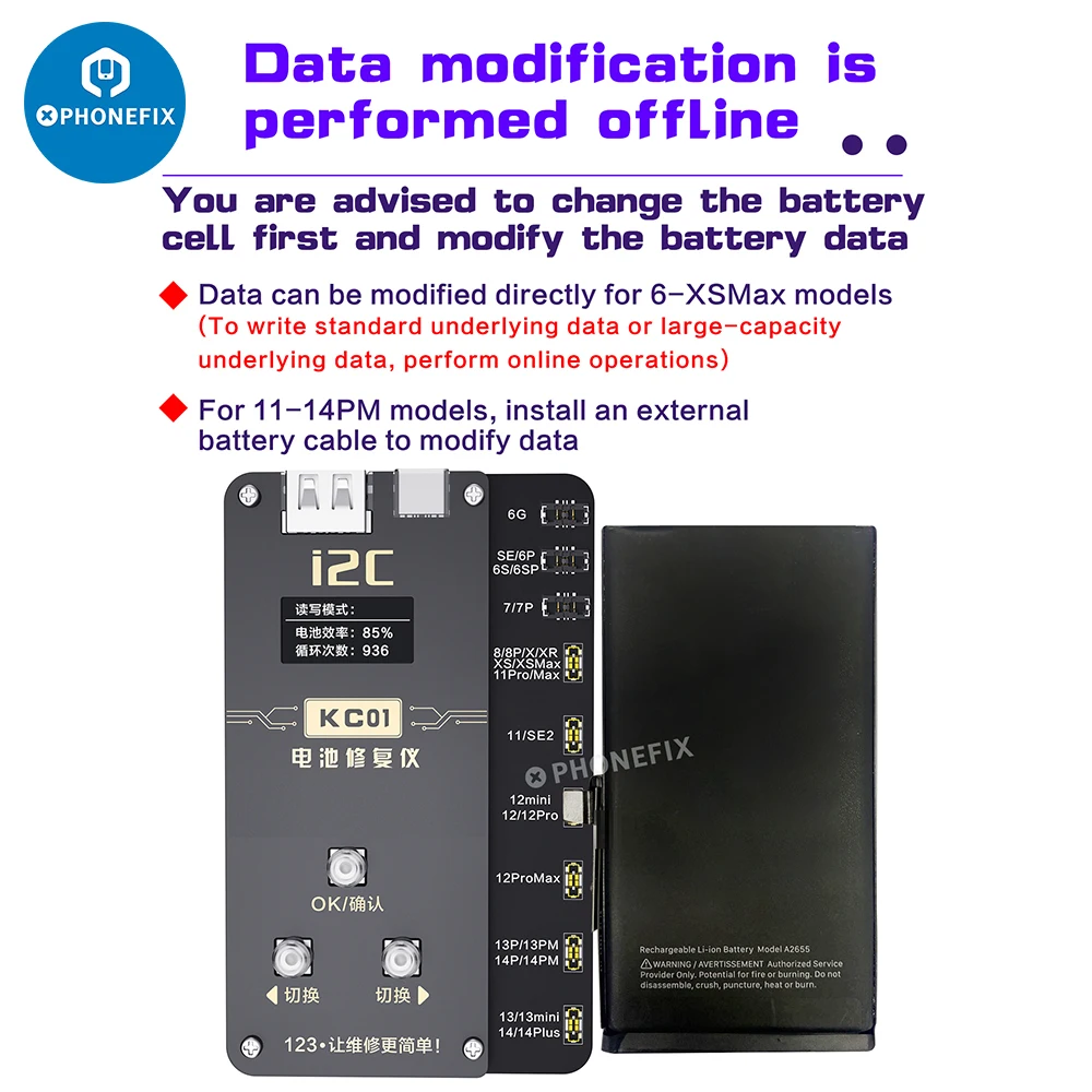 i2C-Battery-Programmer-for-iPhone-11-12-13-14pro-max-Battery-Data-Copy ...