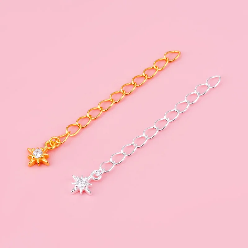 S925 Sterling silver Star Tail Chain Bracelet Necklace Extension chain ...