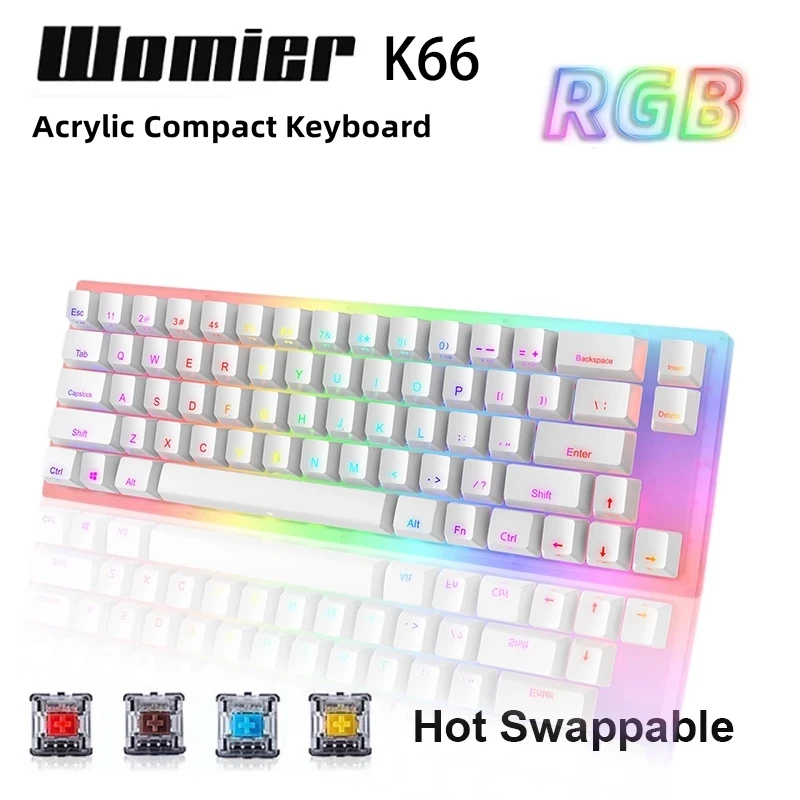 Womier K66 K87 Keys Hot Swap Mechanical Gaming Keyboard Tyce-c Wired ...
