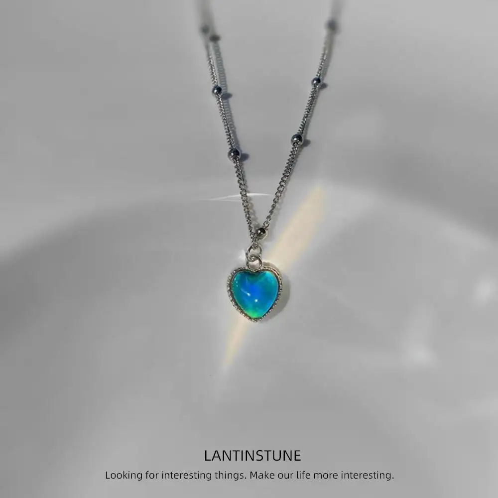 Temperature-Sensitive-Stone-Color-Changing-Heart-Pendant-Necklace-For ...