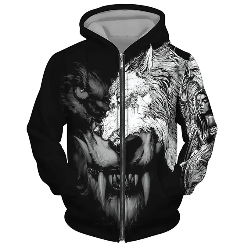 Wolf-Zip-Hoodie-For-Men-Sweatshirt-3d-Animal-Print-Autumn-Winter-Long ...