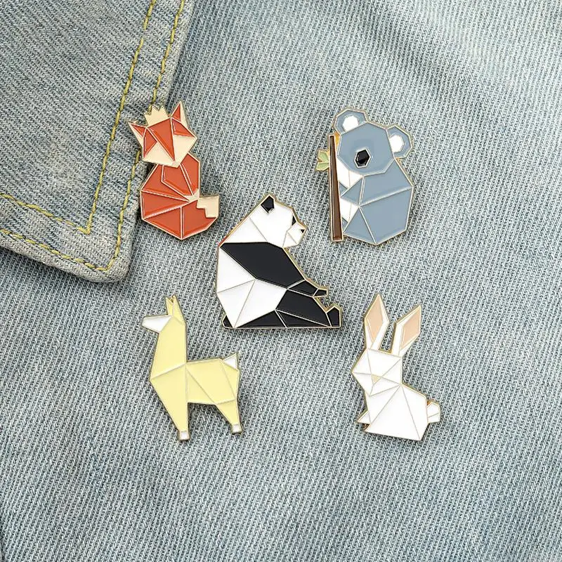 Pin-de-esmalte-de-Animal-de-Origami-personalizado-zorro-Panda-Koala ...