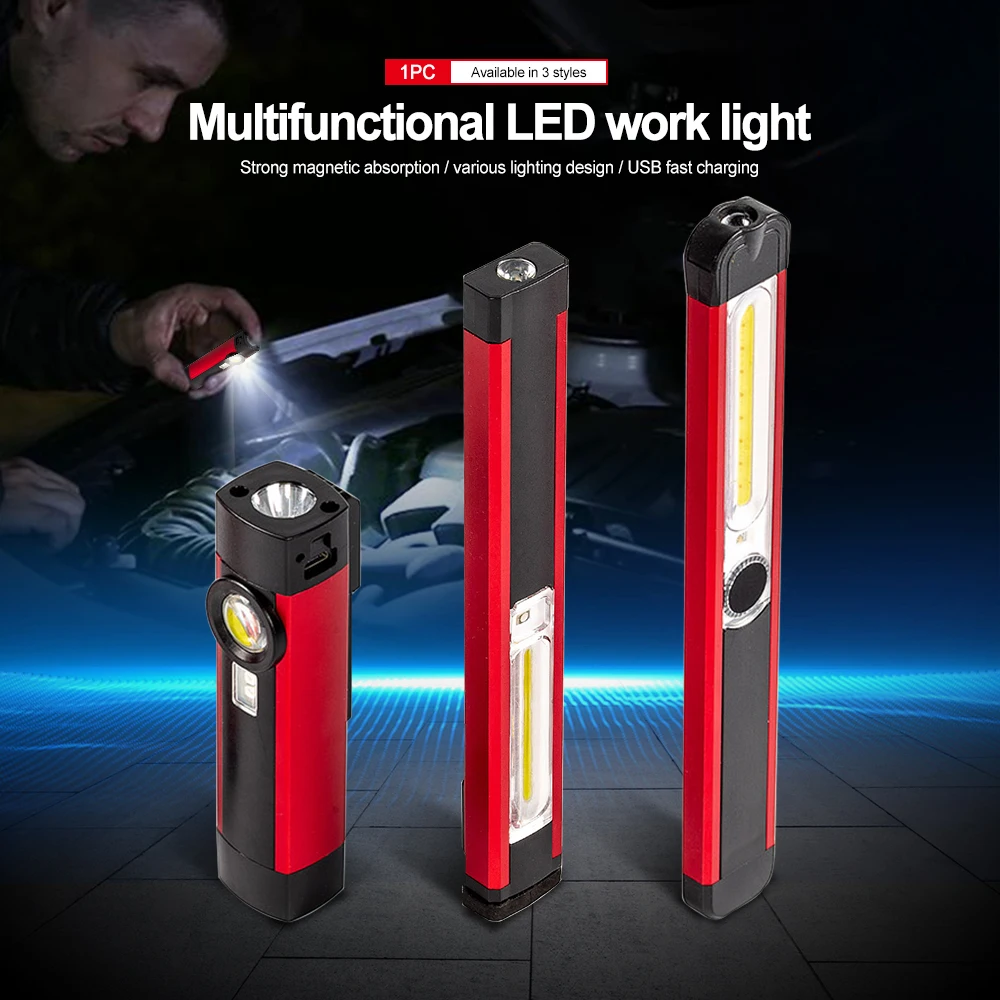 Powerful-Work-Light-COB-LED-Flashlight-Magnetic-Work-Lamp-USB ...