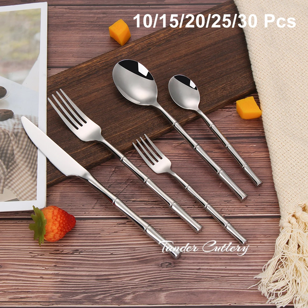 15/20/25/30 Pieces Cutlery Set Stainless Steel Tableware Knife Spoon ...