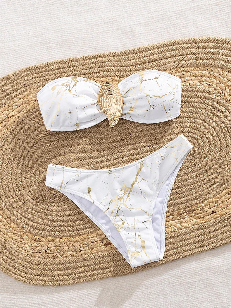 Seashell Bandeau Bikini 2025 Sexy Women Swimsuits Female Swimwear Thong ...