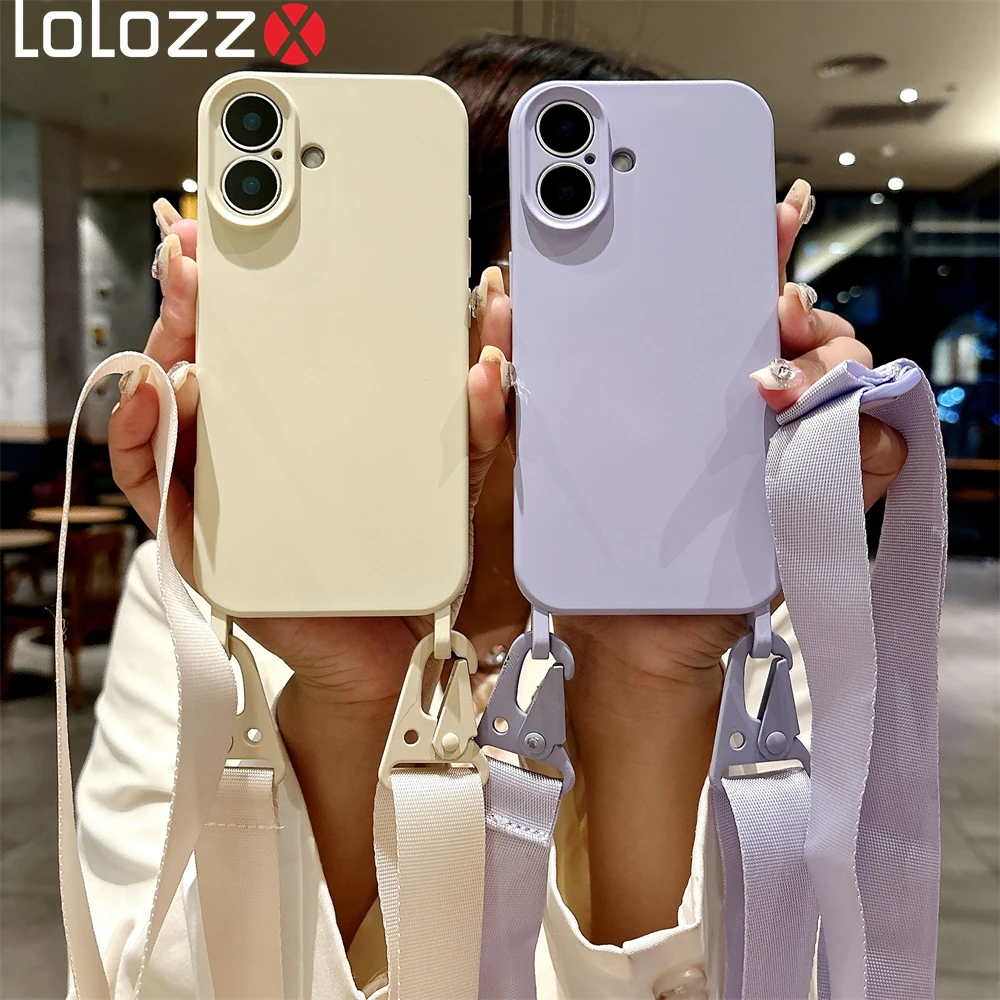 Crossbody-Necklace-Cord-Matte-Solid-Color-Phone-Case-For-iPhone-15-14 ...