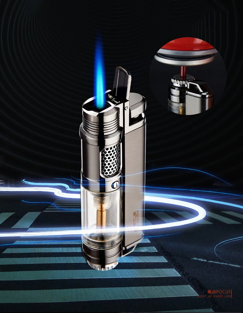 Lampe torche à gaz Visible allume cigare à Jet Butane métal Turbo coupe ...