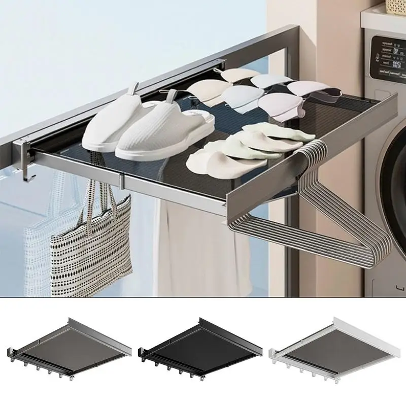 Wall-Mounted-Mesh-Drying-Rack-Multifunctional-Folding-Clothes-Net ...
