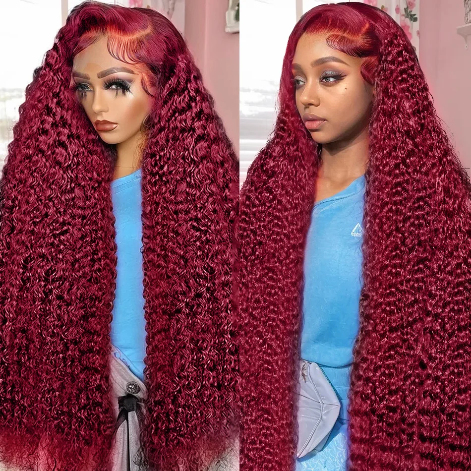 30-32-Inch-Curly-99j-burgundy-13x4-HD-Lace-Front-Human-Hair-Brazilian ...