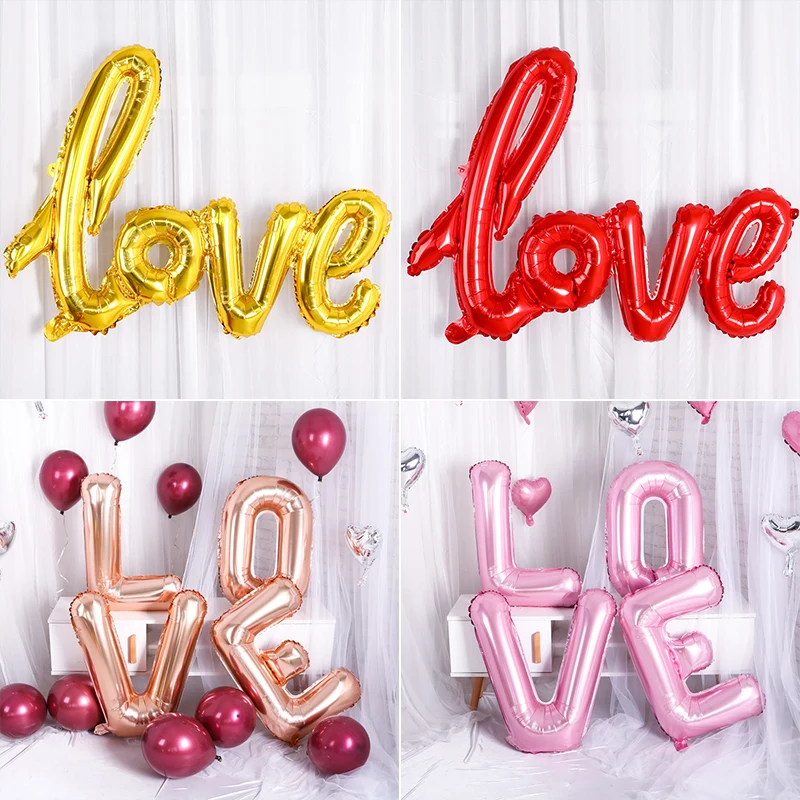 Large-Love-Love-Foil-Balloons-Red-Rose-Gold-Letter-Balloons-Birthday ...