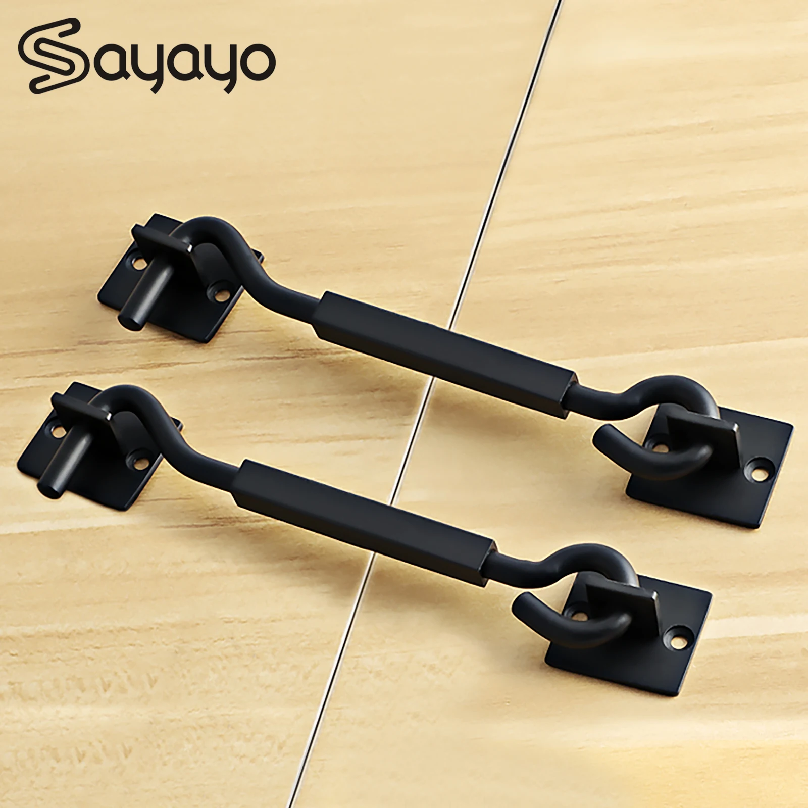 Black Stainless Steel Window Lock With Safety Switch Cabin Window Hook ...