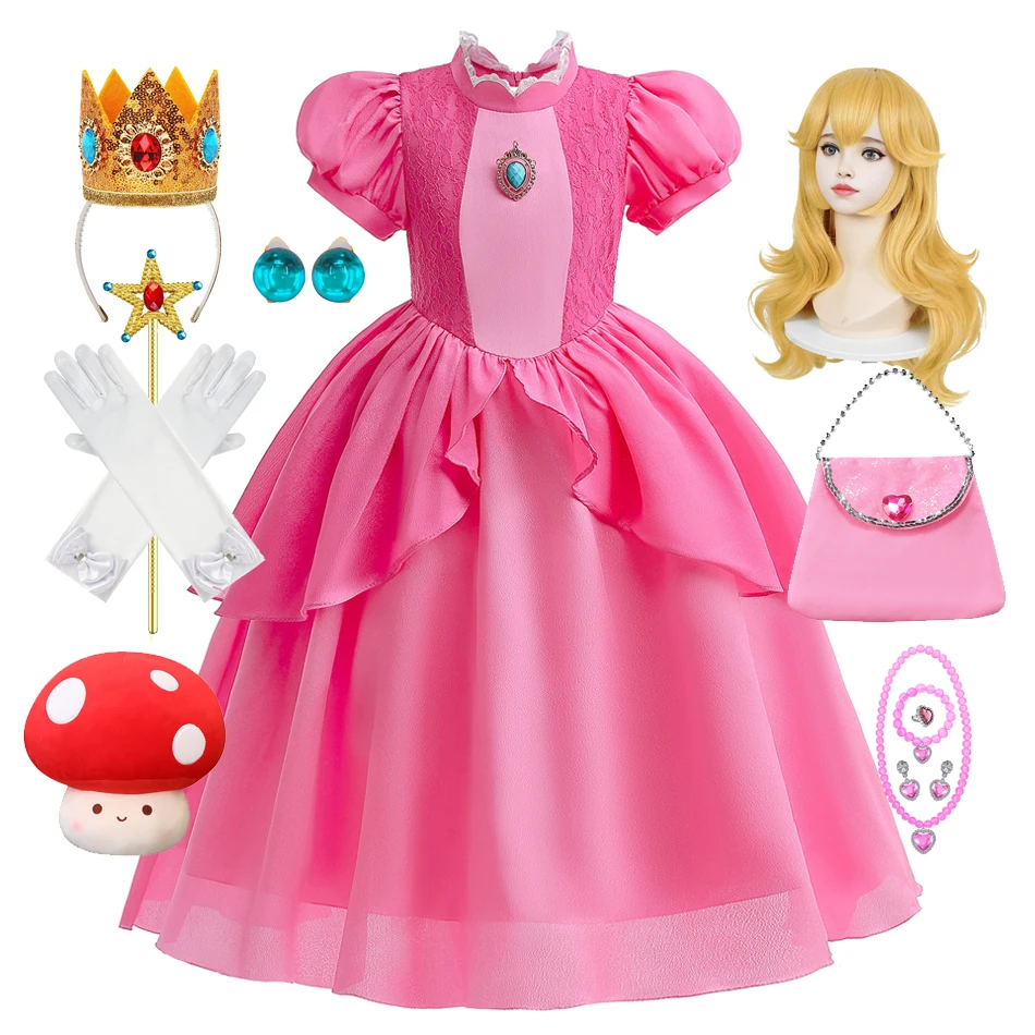 Girl-Peach-Cosplay-Dress-Movie-Pink-Rosaline-Ball-Gows-for-Prium ...