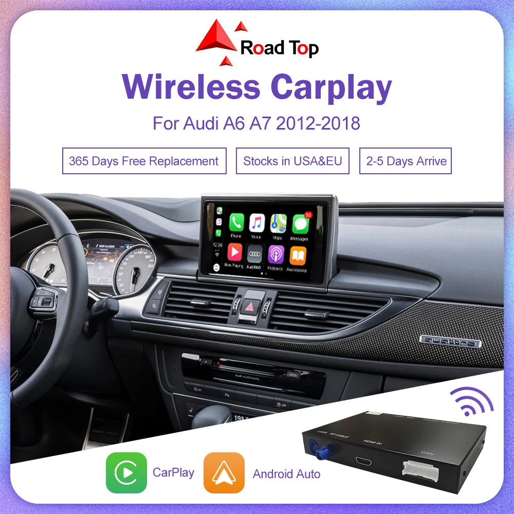 무선 애플 카플레이, 아우디 A6 A7 2012 2018, 안드로이드 자동 인터페이스, 미러 링크 에어플레이, 블루투스 후면 ...