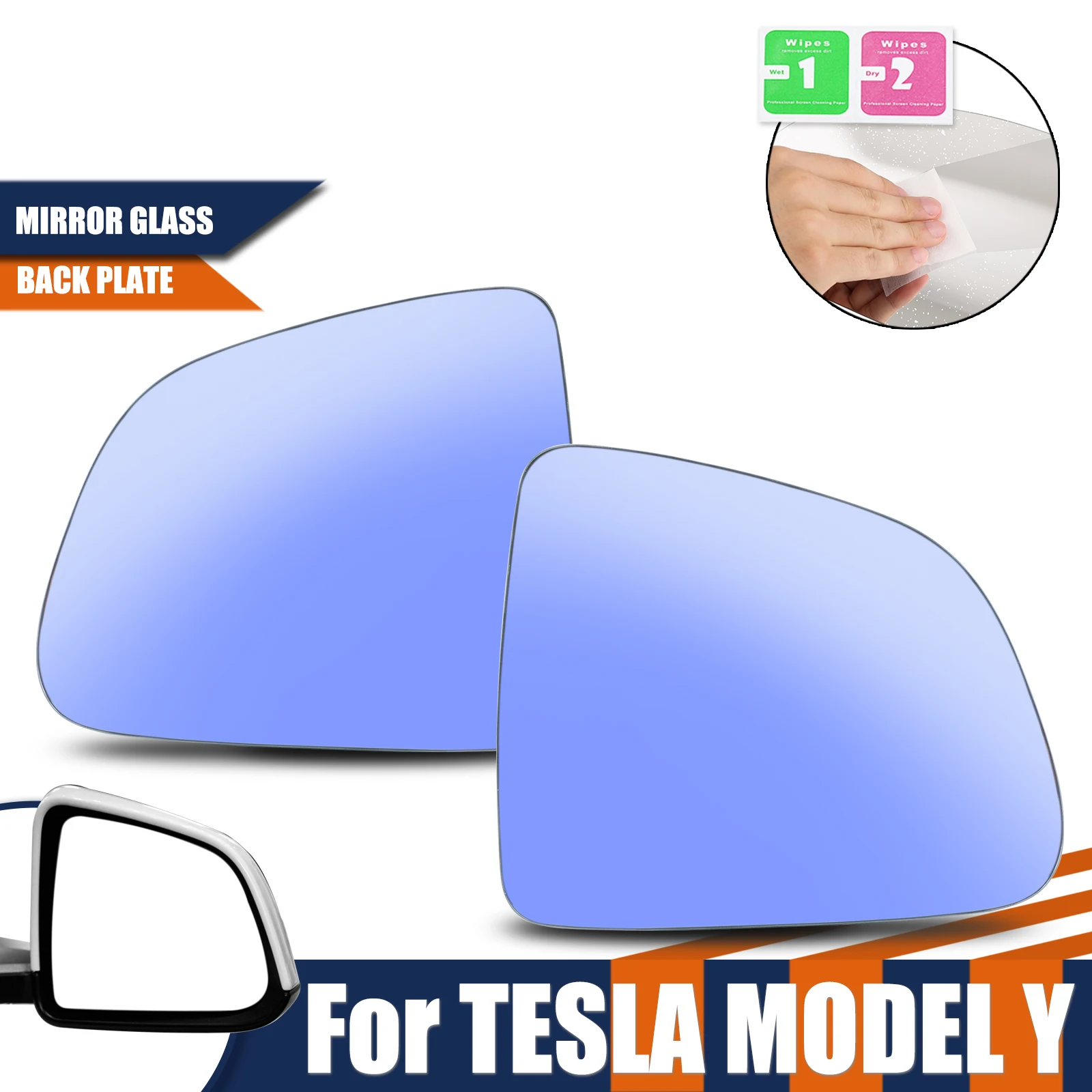 For Tesla Model Y 2020-2024 Left Right Side Blue White Rear View Wing ...