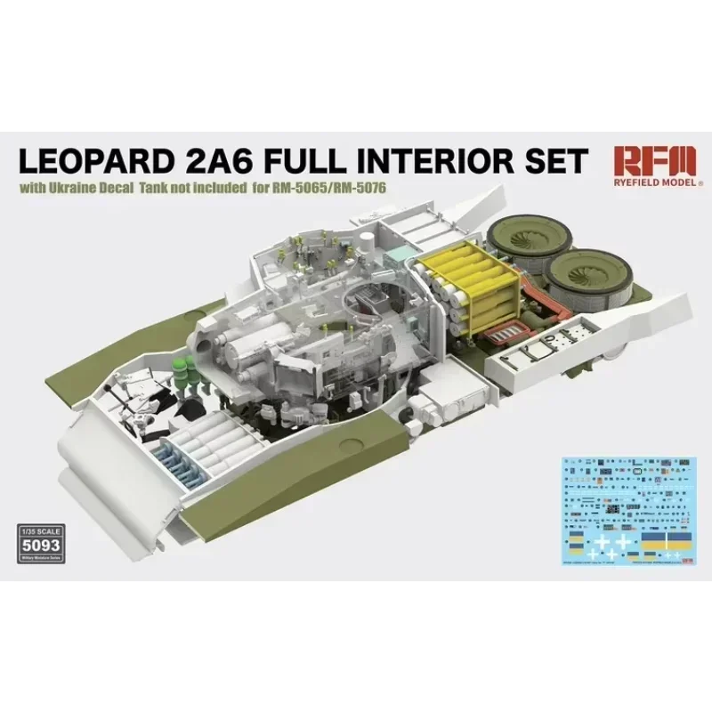 1/35 Ryefield Model RM-5093 Leopard 2A6 full interior set with Ukraine ...