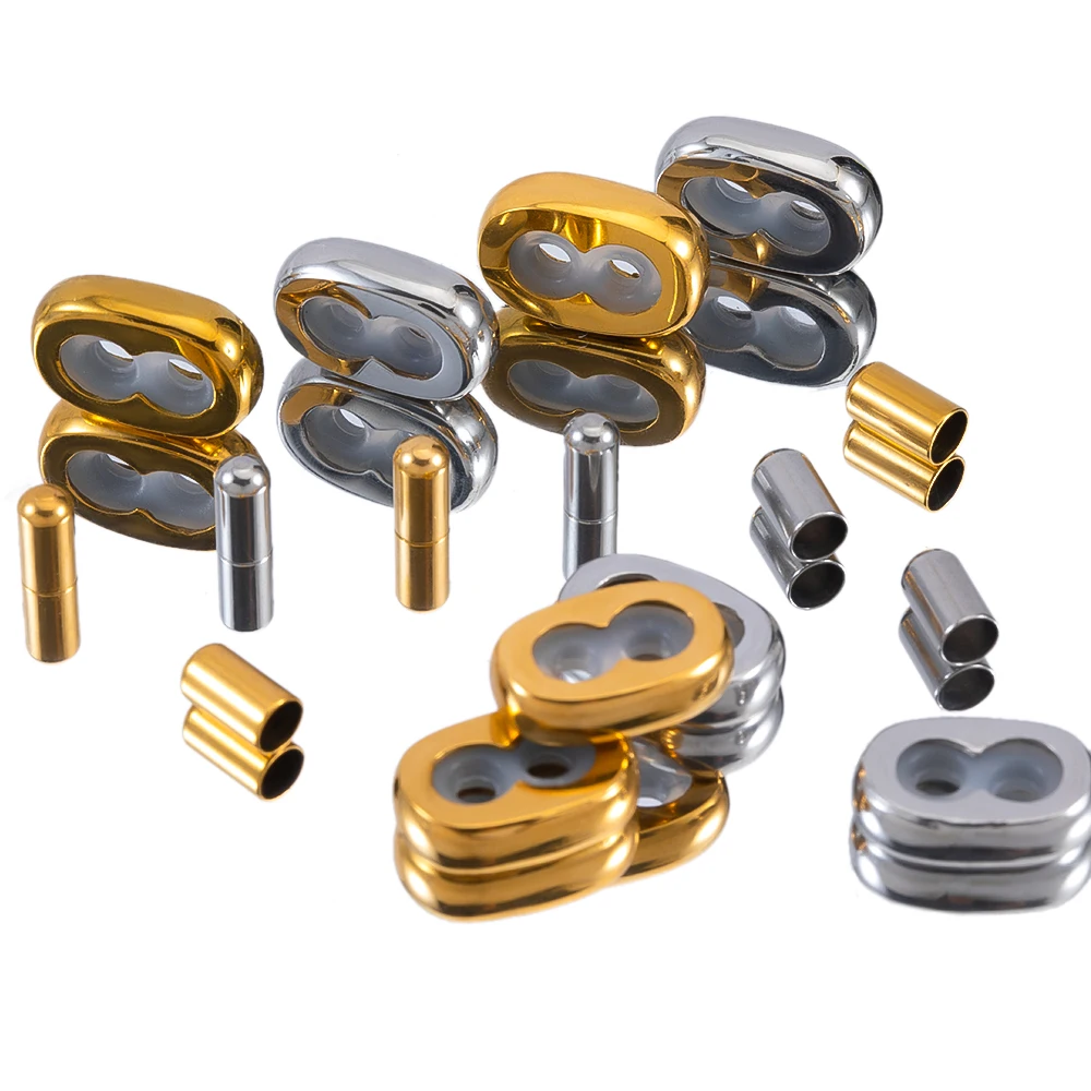 10sets Stainless Steel Stopper Spacer Beads Non-slip Silicone Ring ...