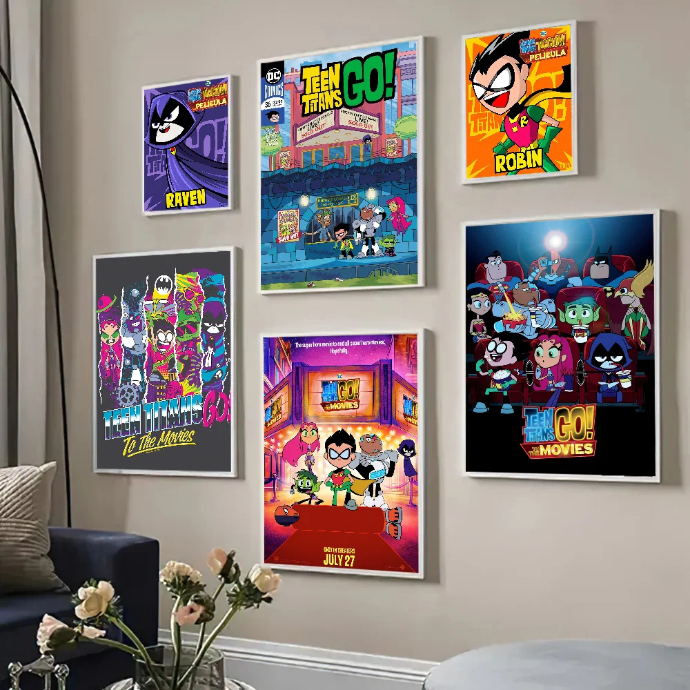Teen Titans Go Poster Sticky Posters Retro Kraft Paper Sticker DIY Room ...