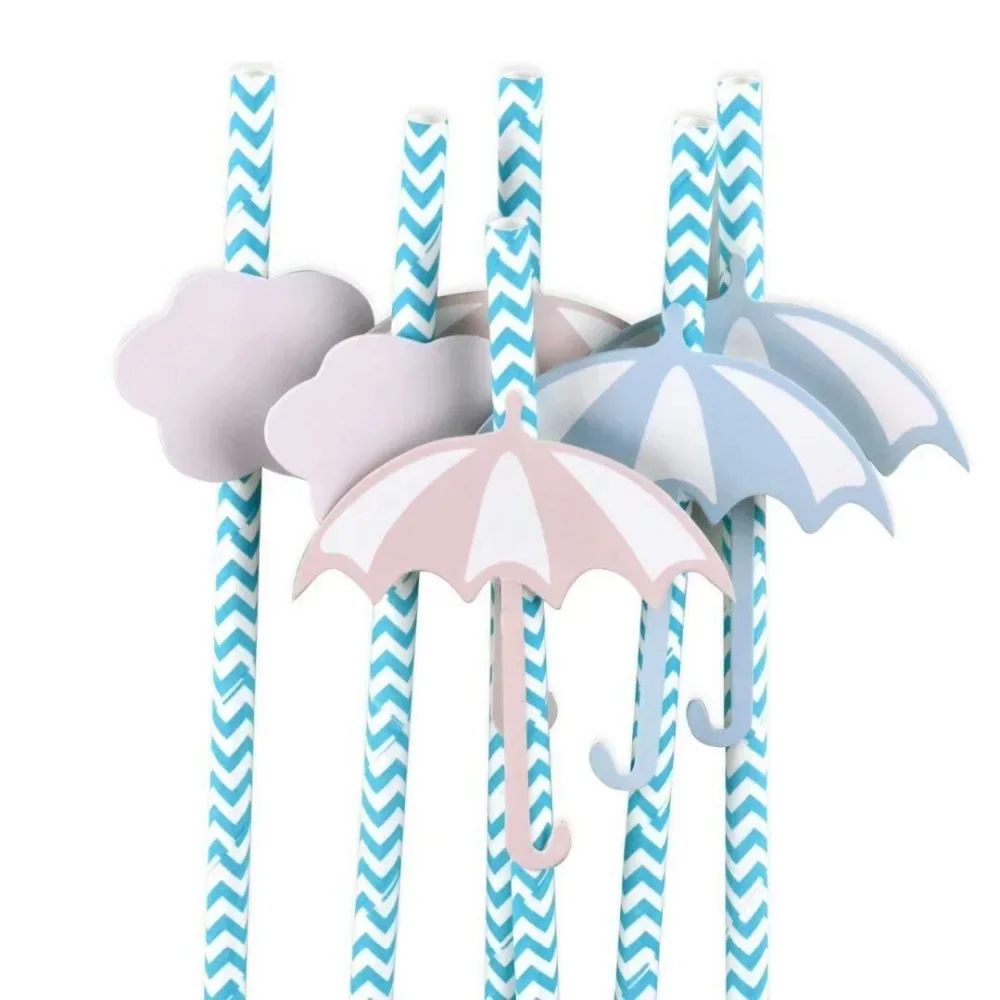 12pcs-Biodegradable-Paper-Straws-With-Stickers-Umbrella-Stickers ...