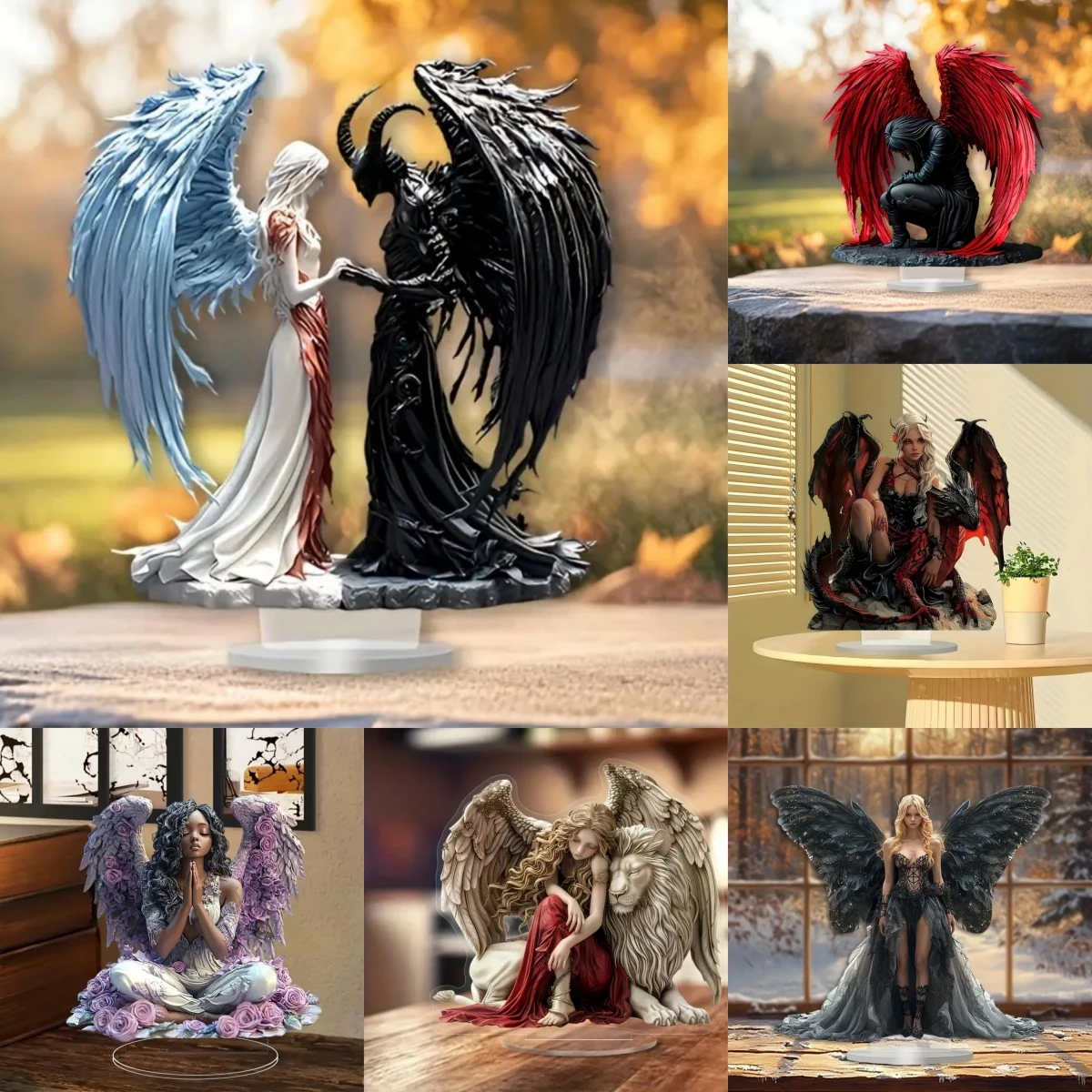 Dark Angel Angel & Demon 2D Flat Acrylic plaque,Home,Office,Cafe,room ...
