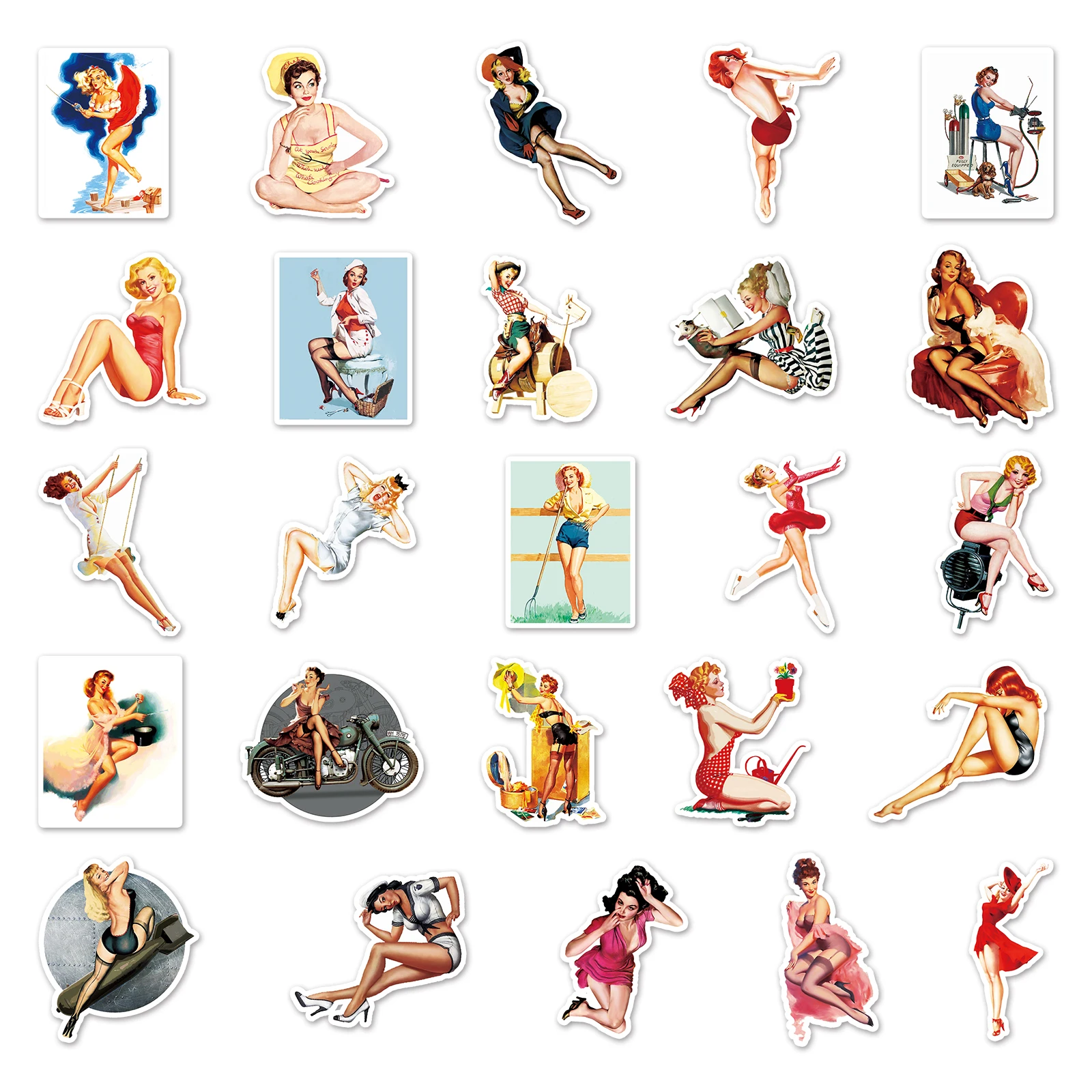 50 Piece Pin-up Model Stickers Waterproof DIY For Phones Laptop Car ...