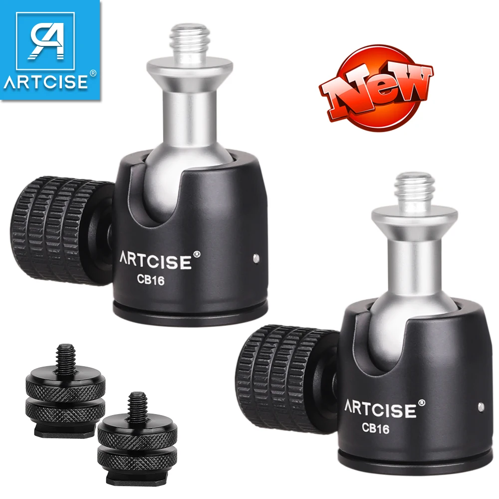 ARTCISE 2 Pack Mini Ballhead CB16s with Hotshoe 360 Degree for Camera ...