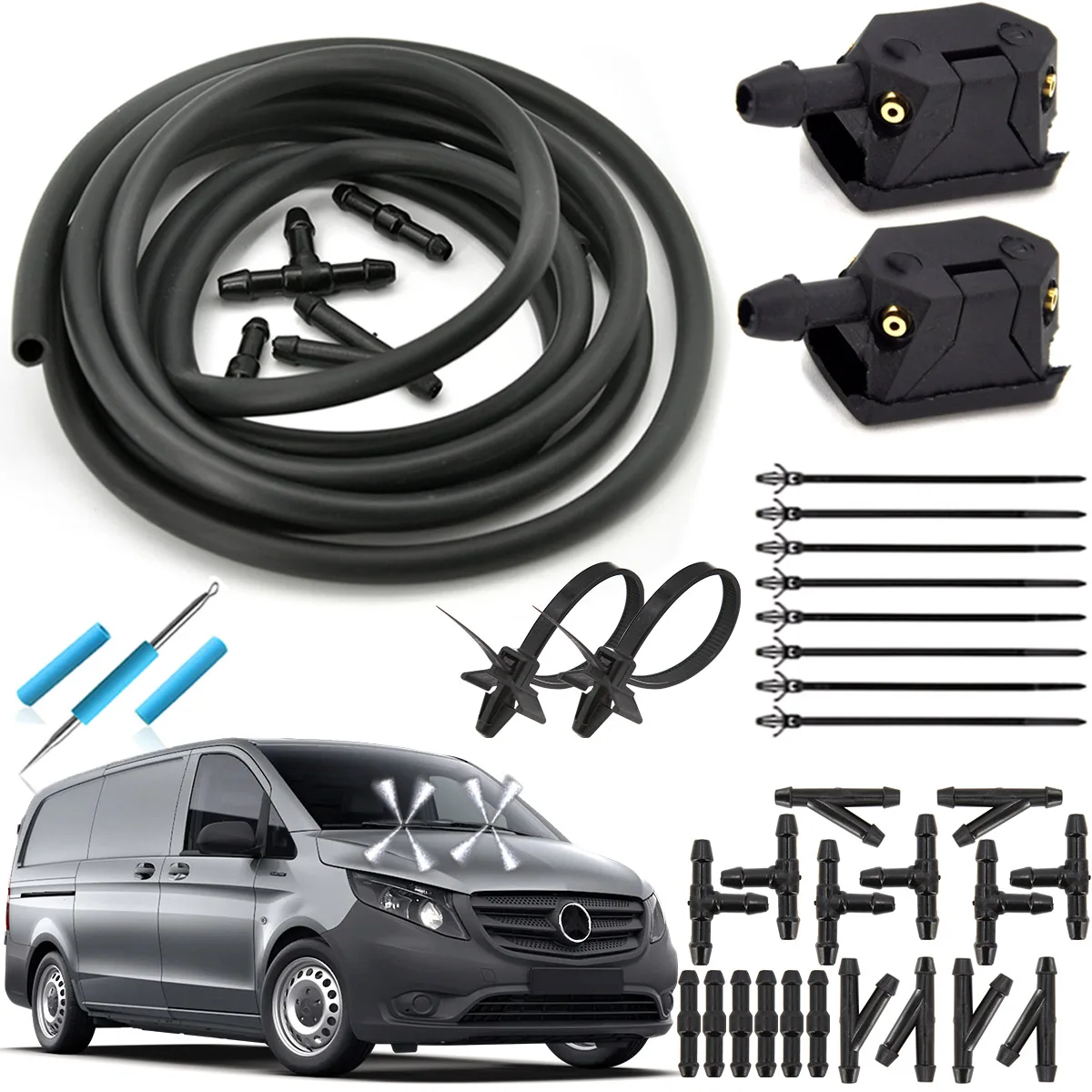 Car Windscreen Washer Wiper Blade Water Spray Jets Nozzles For Mercedes ...