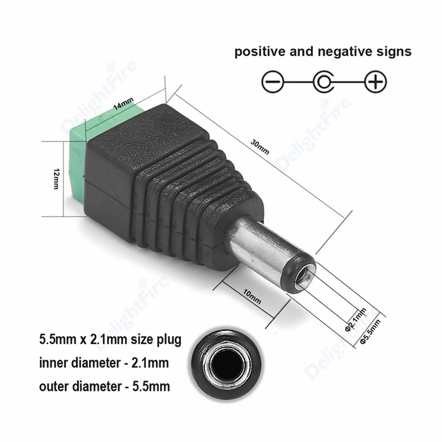 3-100pcs Female Male DC Connectors 5.5mm*2.1mm DC Jack 5V 12V DC Power ...