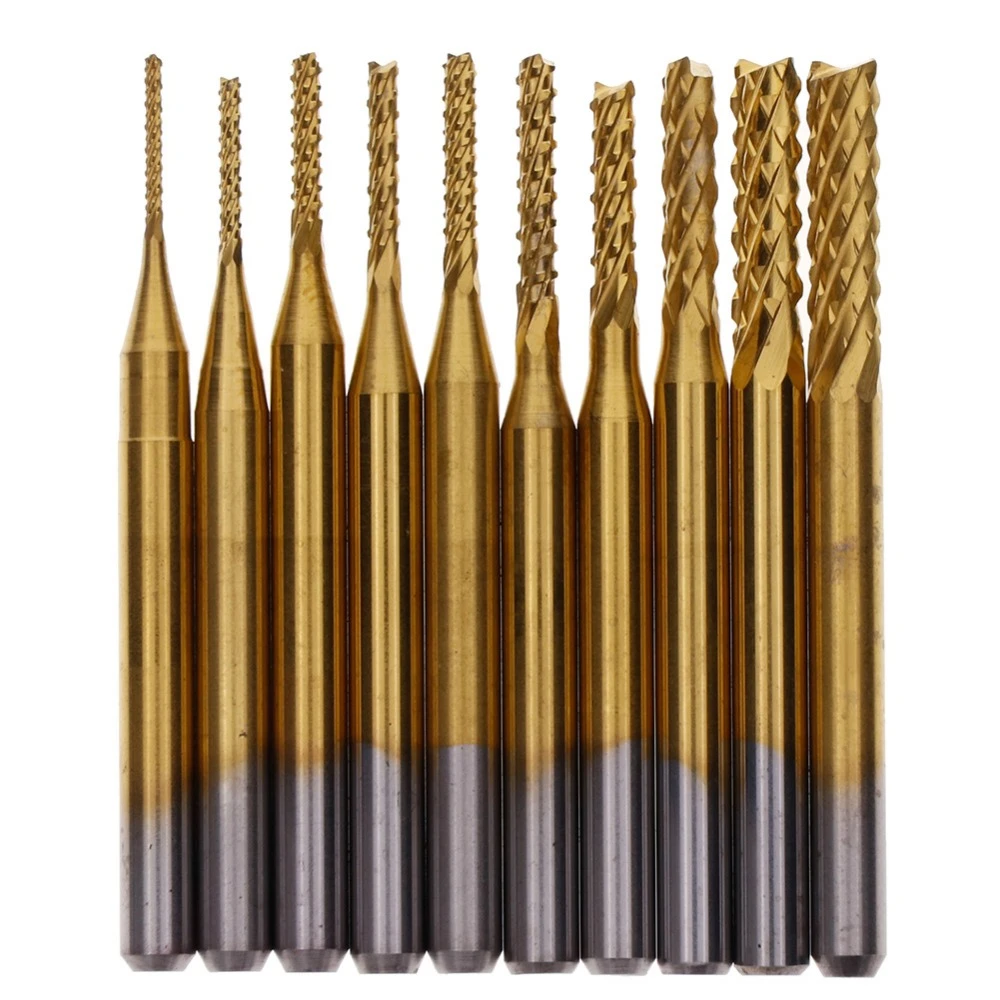 0.8 3.175mm Titanium Coated Carbide PCB Milling Cutter CNC Router Bits ...