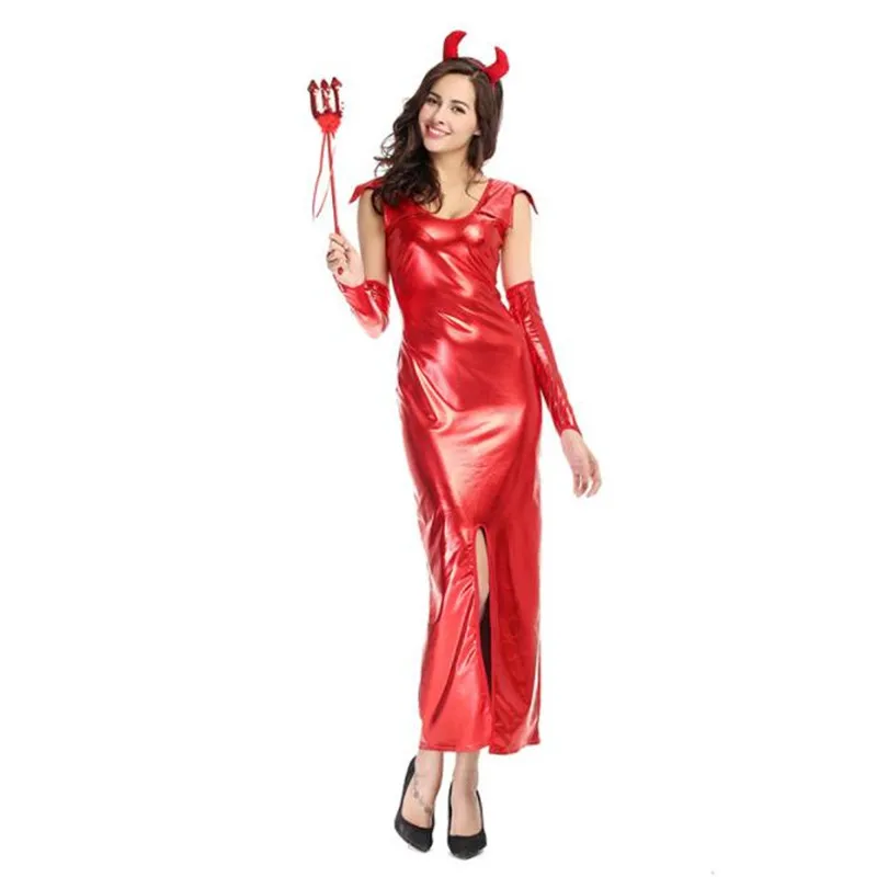 Adults Female Red Devil Demon Cosplay Women Lady Bar Leather ...
