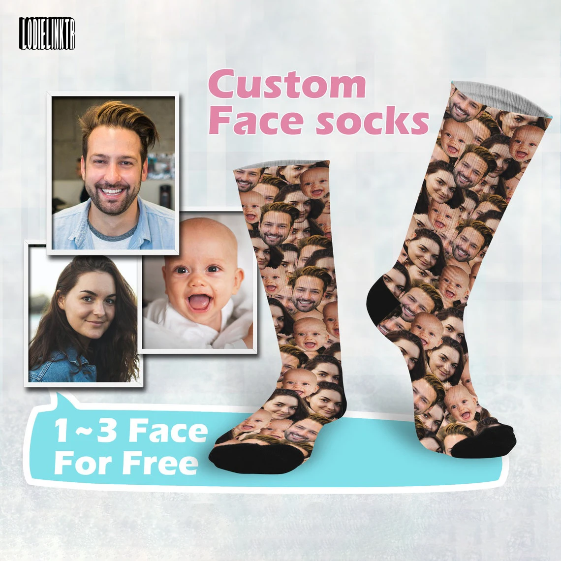 Personality Customized Human Face Men&Women Socks Fun Novelty Design ...
