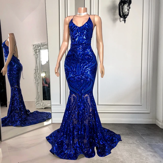 Royal Blue Mermaid Backless Prom Dress