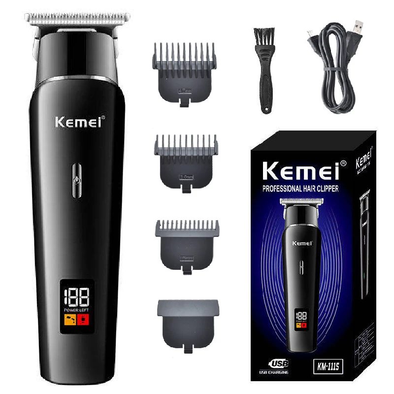 Kemei Hair & Beard Trimmer For Men Electric Hair Clipper Rechargeable Edge Hair Cutting Machine ...