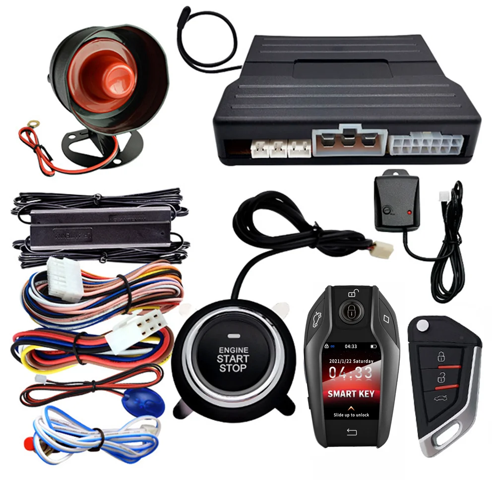 Smart Engine Start Universal LCD Screen Smart Remote Key Car Start Stop ...