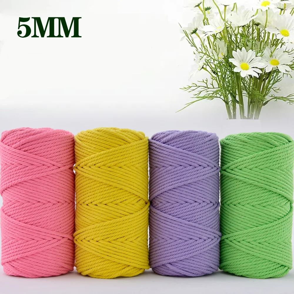 5mm Cotton Macrame Cord Colored Rope Thread Macrame Materials DIY ...